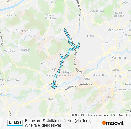 M31 Percursos: Horários, paragens e mapas - Barcelos (Escola Secundária ...