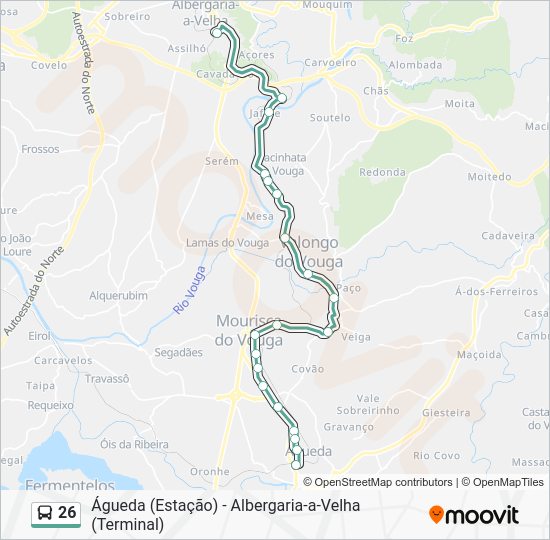 26 Route: Schedules, Stops & Maps - Albergaria-a-Velha (Terminal) (Updated)