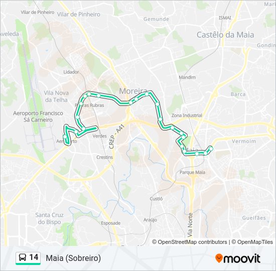 14 Percursos: Horários, paragens e mapas - Maia (Sobreiro) (Atualizado)