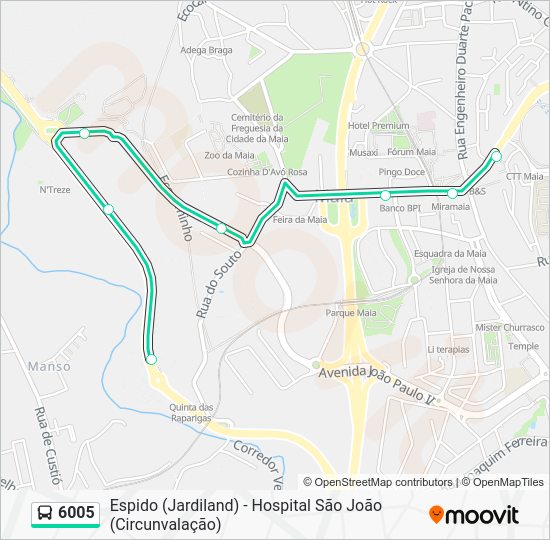 6005 Percursos: Horários, paragens e mapas - Maia (Sobreiro) (Atualizado)