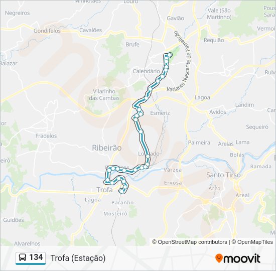 134 Percursos: Horários, paragens e mapas - Trofa (Estação) (Atualizado)