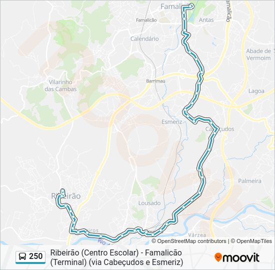 250 Route: Schedules, Stops & Maps - Ribeirão (Centro Escolar) (Updated)