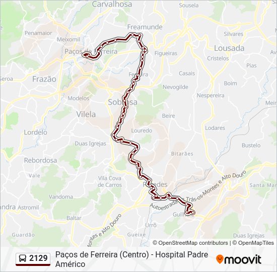 2129 Percursos: Horários, paragens e mapas - Hospital Padre Américo ...