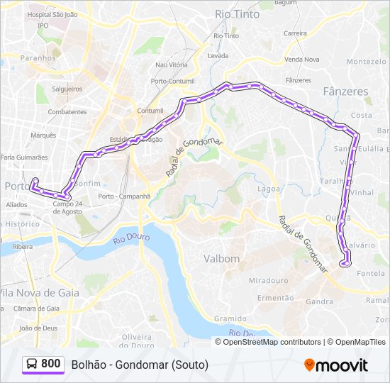 800 Route: Schedules, Stops & Maps - Gondomar (Souto)‎→Bolhão (Firmeza ...