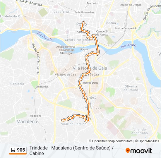 905 Route: Schedules, Stops & Maps - Vilar Do Paraíso‎→Trindade (Updated)