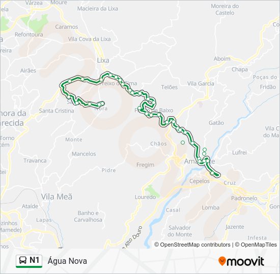 n1 Route: Schedules, Stops & Maps - Água Nova (Updated)