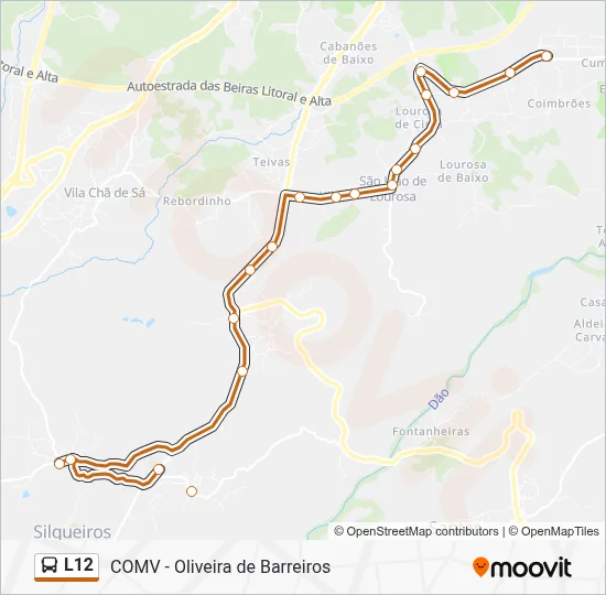 L12 Percursos: Horários, paragens e mapas - Estrada PIC 3 (Atualizado)