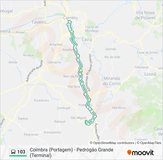 103 Percursos: Horários, paragens e mapas - Penela (Atualizado)