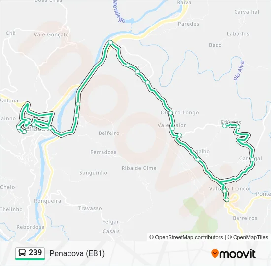 239 Percursos: Horários, paragens e mapas - Penacova (EB1) (Atualizado)