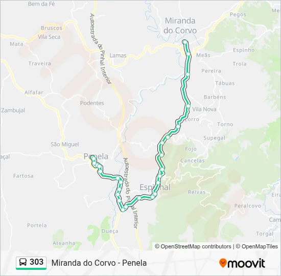 303 Route: Schedules, Stops & Maps - Miranda do Corvo (Updated)