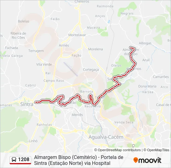 1208 Percursos: Horários, paragens e mapas - Portela de Sintra (Estação ...