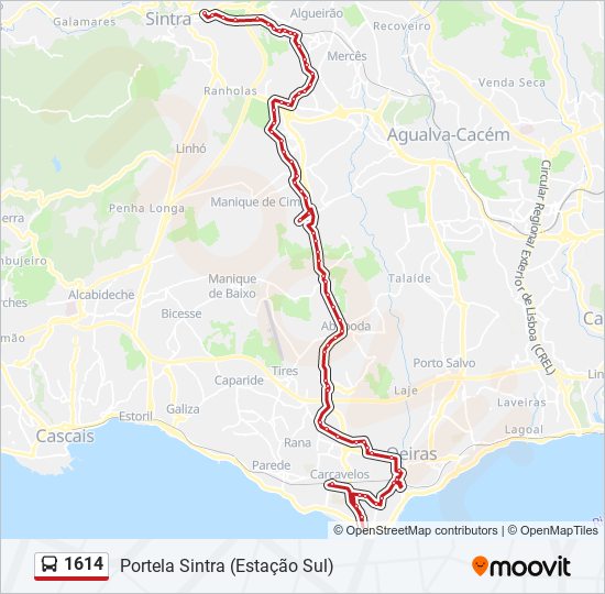 1614 Percursos: Horários, paragens e mapas - Portela Sintra (Estação ...
