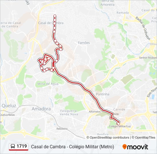1719 Percursos: Horários, paragens e mapas - Casal Cambra (Igreja ...