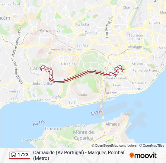 1723 Percursos: Horários, paragens e mapas - Marquês Pombal (Metro ...