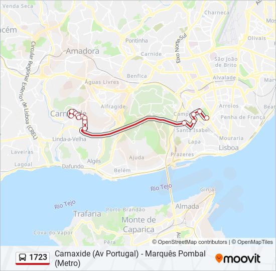 1723 Percursos: Horários, paragens e mapas - Marquês Pombal (Metro ...