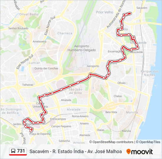 731 Percursos: Horários, paragens e mapas - Av. José Malhoa (Atualizado)
