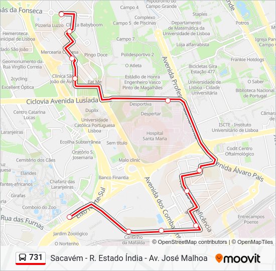 731 Percursos: Horários, paragens e mapas - Sete Rios (Atualizado)