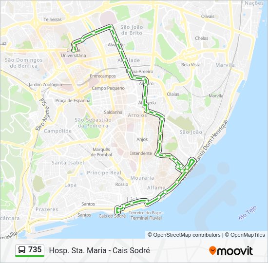 735 Route: Schedules, Stops & Maps - Cais Sodré (Updated)