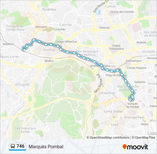 746 Percursos: Horários, paragens e mapas - Marquês Pombal (Atualizado)