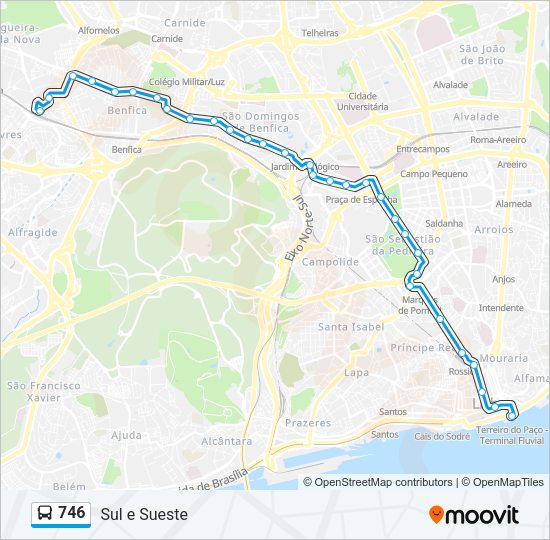 746 Percursos: Horários, paragens e mapas - Sul e Sueste (Atualizado)