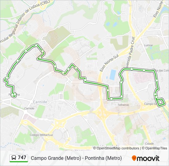 747 Percursos: Horários, paragens e mapas - Pontinha (Metro) (Atualizado)