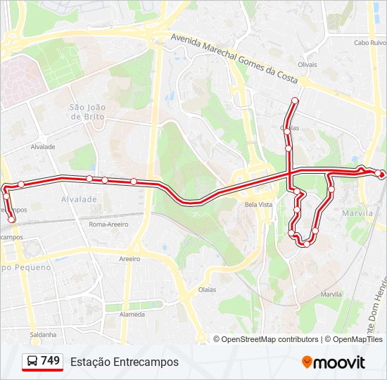 749 Percursos: Horários, paragens e mapas - Estação Entrecampos ...