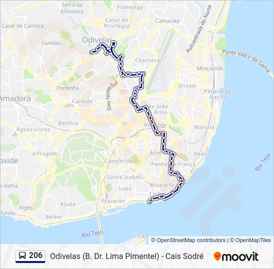 206 Route: Schedules, Stops & Maps - Odivelas (B. Dr. Lima Pimentel ...