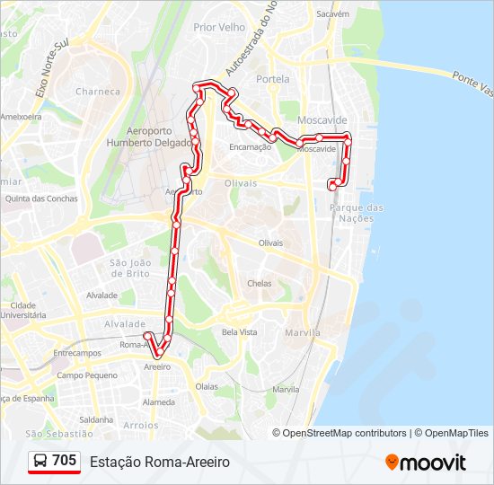 705 Route: Schedules, Stops & Maps - Estação Roma-Areeiro (Updated)
