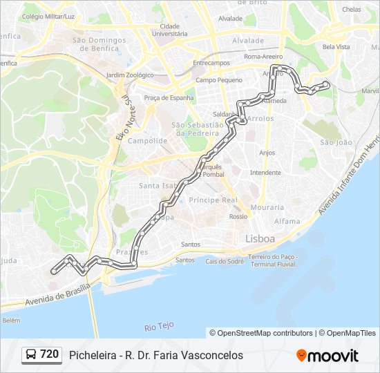 720 Percursos: Horários, paragens e mapas - Picheleira - R. Dr. Faria ...