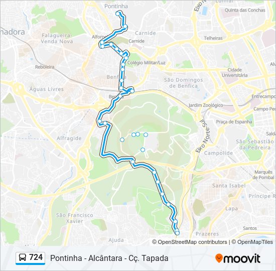 724 Percursos: Horários, paragens e mapas - Pontinha (Atualizado)