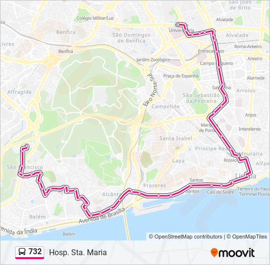 732 Percursos: Horários, paragens e mapas - Hosp. Sta. Maria (Atualizado)