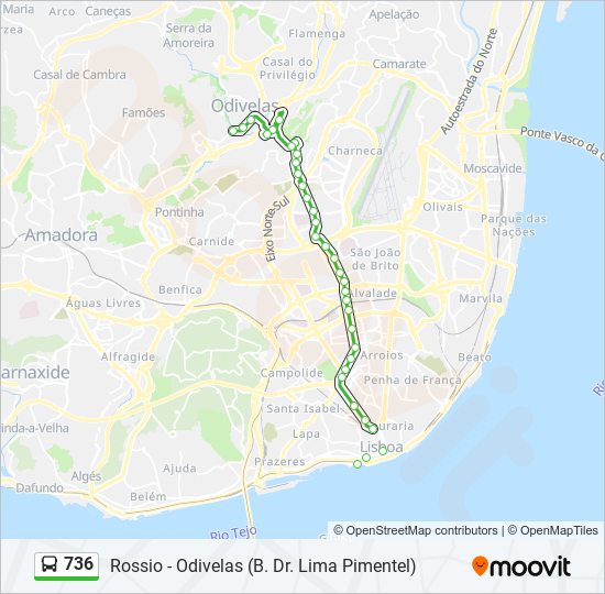 736 Percursos: Horários, paragens e mapas - Odivelas (B. Dr. Lima ...