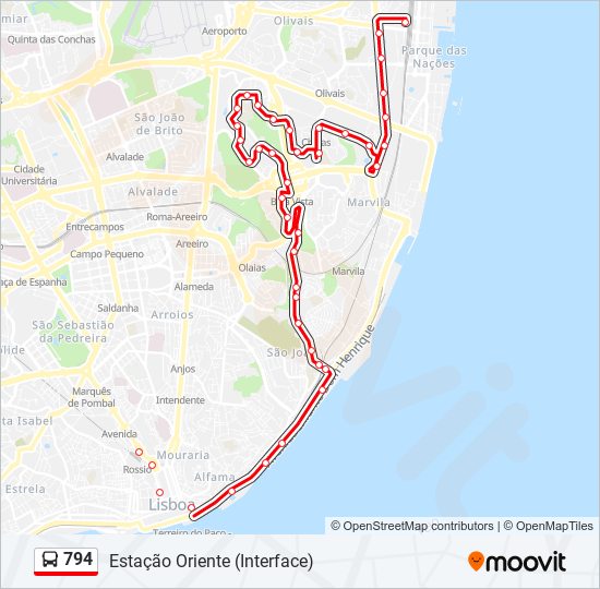 794 Route: Schedules, Stops & Maps - Estação Oriente (Interface) (Updated)