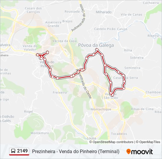 2149 Percursos: Horários, paragens e mapas - Venda Do Pinheiro (Atualizado)