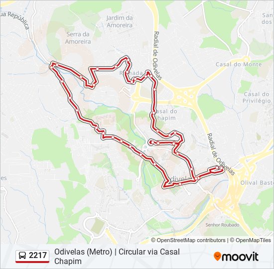 2217 Percursos: Horários, paragens e mapas - Odivelas (Metro) (Atualizado)