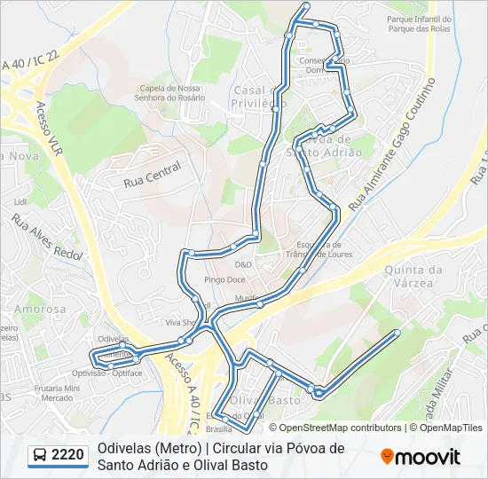 2220 Percursos: Horários, paragens e mapas - Voltas Olival - Póvoa ...