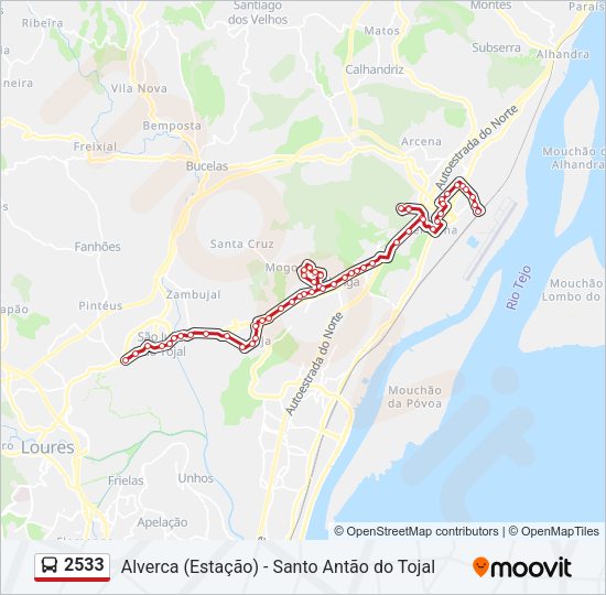 2533 Percursos: Horários, paragens e mapas - Alverca (Est) (Atualizado)