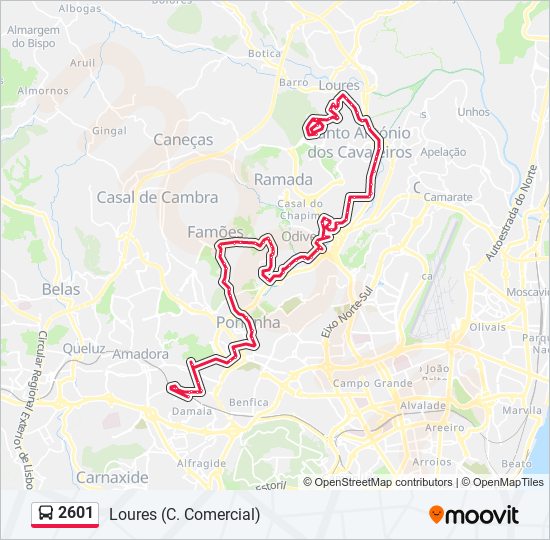 2601 Percursos: Horários, paragens e mapas - Loures (C. Comercial ...