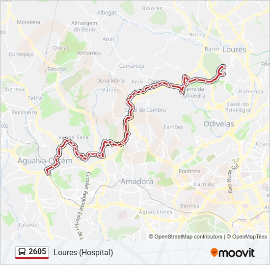 2605 Percursos: Horários, paragens e mapas - Loures (Hospital) (Atualizado)