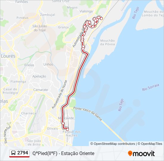 2794 Percursos: Horários, paragens e mapas - Estação Oriente (Atualizado)
