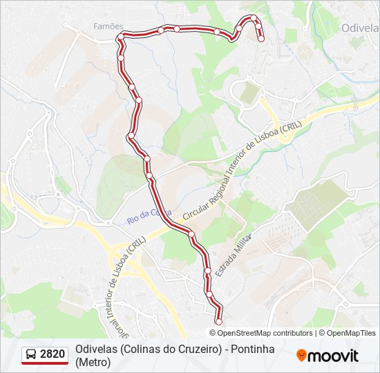 2820 Percursos: Horários, paragens e mapas - Colinas do Cruzeiro ...