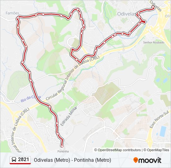 2821 Percursos: Horários, paragens e mapas - Odivelas (Metro) (Atualizado)