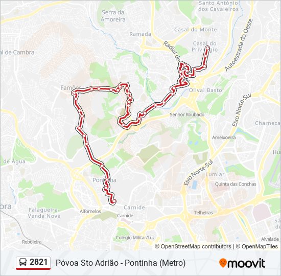 2821 Percursos: Horários, paragens e mapas - Pontinha (Metro) (Atualizado)
