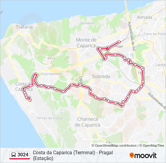 3024 Percursos: Horários, paragens e mapas - Costa Da Caparica ...