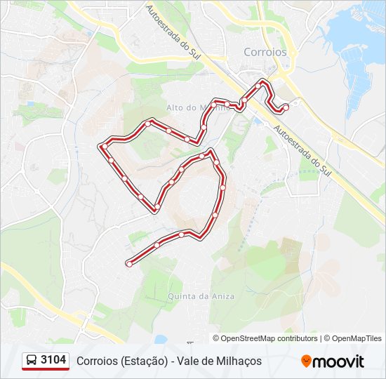 3104 Percursos: Horários, paragens e mapas - Corroios (Estação ...