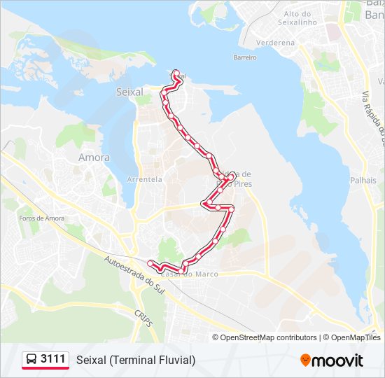 3111 Percursos: Horários, paragens e mapas - Seixal (Terminal Fluvial ...