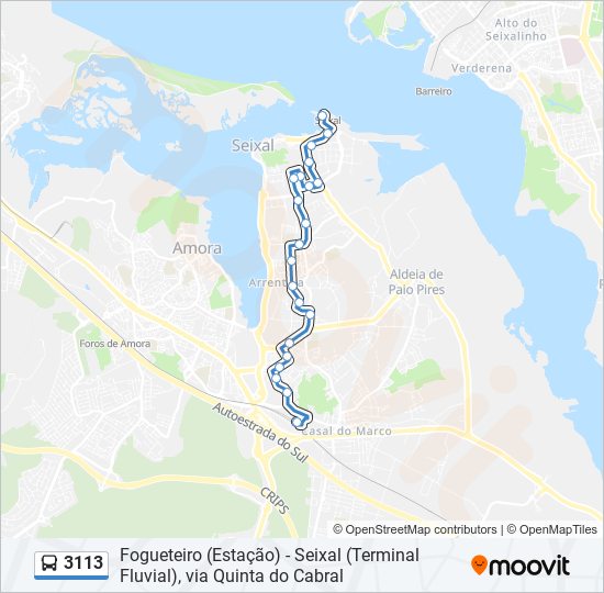 3113 Percursos: Horários, paragens e mapas - Seixal (Terminal Fluvial ...
