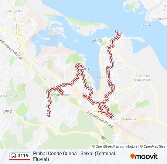 3119 Percursos: Horários, paragens e mapas - Seixal (Terminal Fluvial ...
