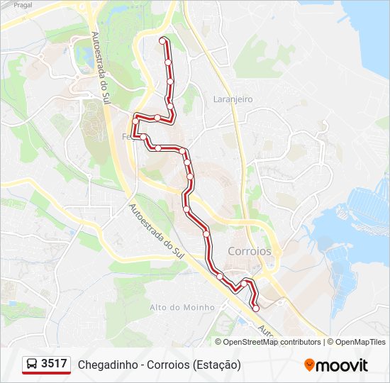 3517 Percursos: Horários, paragens e mapas - Corroios (Estação ...