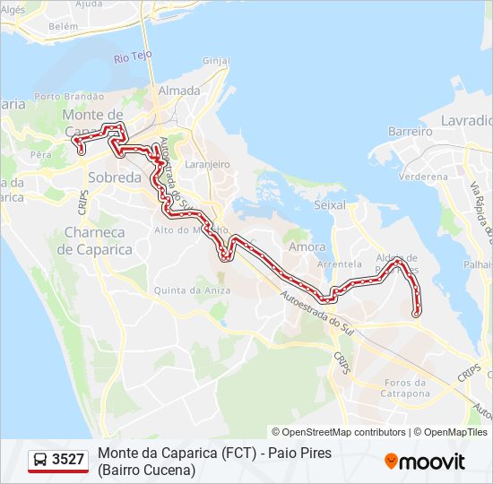3527 Percursos: Horários, paragens e mapas - Monte da Caparica (FCT ...